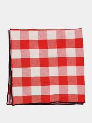 Maison De Vacances Vichy Capucine Napkin With Black Bourdon Edge - Red