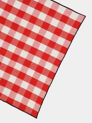 Maison De Vacances Vichy Capucine Napkin With Black Bourdon Edge - Red