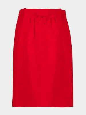 Prada Melange Natté Wool Midi Skirt - Red