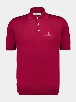 Brunello Cucinelli Cherry Knitted Polo With Buttoned Neck - Red