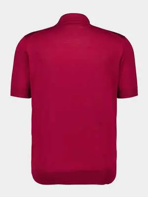 Brunello Cucinelli Cherry Knitted Polo With Buttoned Neck - Red