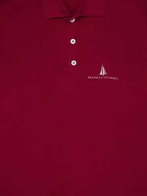 Brunello Cucinelli Cherry Knitted Polo With Buttoned Neck - Red