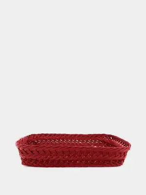 HOUSE OF CAPRICORN Handmade Vitória Wicker Medium Tray - Red