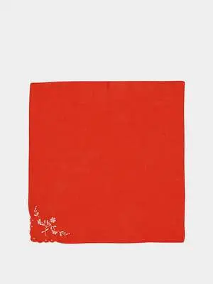 HOUSE OF CAPRICORN Hand-embroidered Santana Cotton Napkin - Red