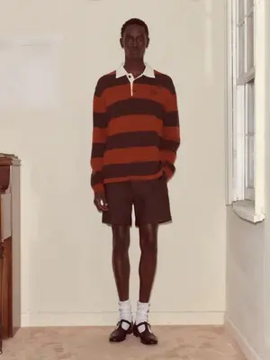 BODE Brown And Pine Stripe Polo - Red