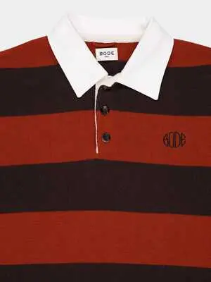 BODE Brown And Pine Stripe Polo - Red