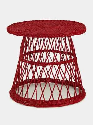 HOUSE OF CAPRICORN Handmade Furnas Wicker Side Table - Red