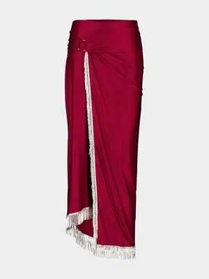 Rabanne Draped Jersey Midi Skirt - Red