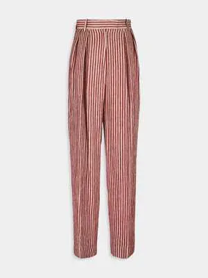 La DoubleJ Brooklyn Color Block Linen Corduroy Trousers - Red