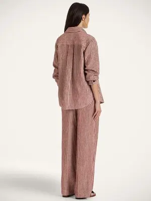 La DoubleJ Brooklyn Color Block Linen Corduroy Trousers - Red