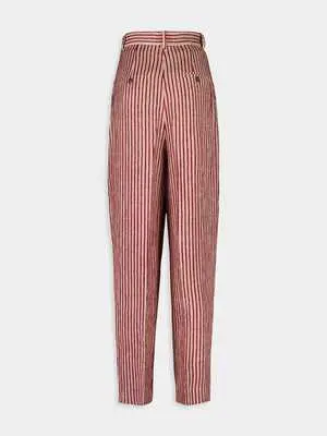 La DoubleJ Brooklyn Color Block Linen Corduroy Trousers - Red