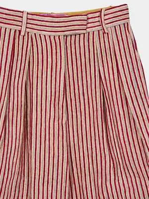La DoubleJ Brooklyn Color Block Linen Corduroy Trousers - Red