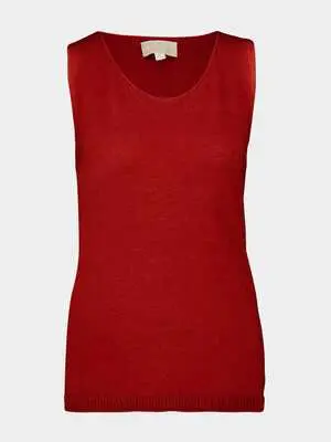 120% Lino Sleeveless Wool Top - Red