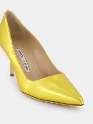 Manolo Blahnik Tora 70mm Leather Pumps - Yellow