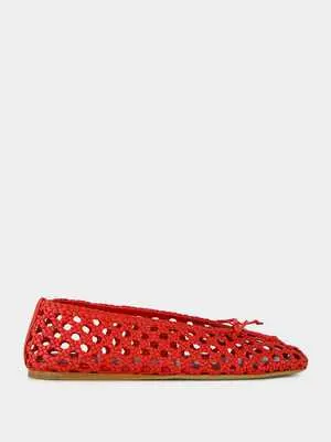 Le Monde Beryl Regency Slipper In Woven Leather - Red