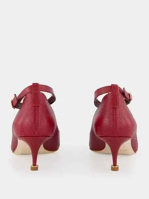 Manolo Blahnik Dark Rosellón T-strap Kitten Pumps