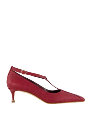 Manolo Blahnik Dark Rosellón T-strap Kitten Pumps - Red
