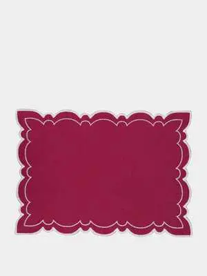 Borgo Delle Tovaglie Letizia Antistain Linen Placemat In My Heart And Ivory Red