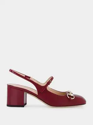 Gucci Horsebit Patent Slingback Pumps - Red