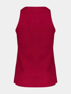 PAULA Serena Dahlia Scoop-neck Leather Tank Top - Red