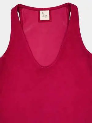 PAULA Serena Dahlia Scoop-neck Leather Tank Top - Red