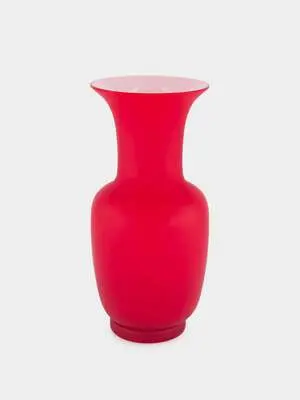 VENINI Opalino Glass Vase - Red