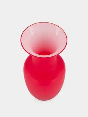 VENINI Opalino Glass Vase - Red