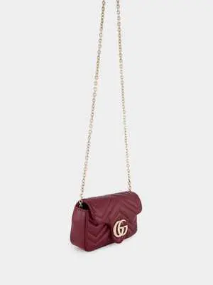 Gucci Gg Marmont Mini Leather Shoulder Bag - Red