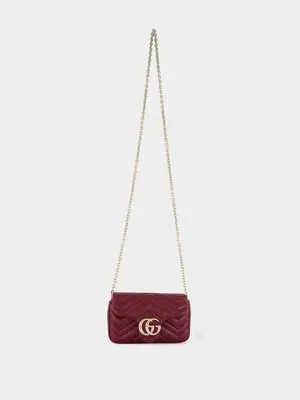 Gucci Gg Marmont Mini Leather Shoulder Bag - Red