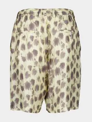 Marni Crayon Leopard Print Silk Bermuda Shorts - Yellow