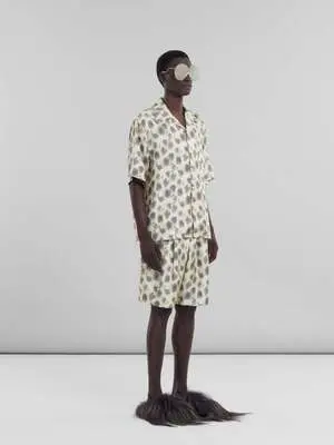Marni Crayon Leopard Print Silk Bermuda Shorts - Yellow