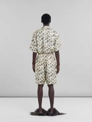 Marni Crayon Leopard Print Silk Bermuda Shorts - Yellow