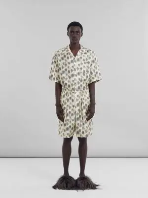 Marni Crayon Leopard Print Silk Bermuda Shorts - Yellow