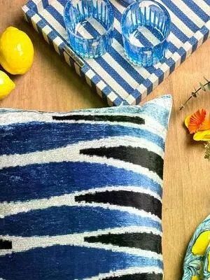 LES-OTTOMANS Abstract Velvet Cushion