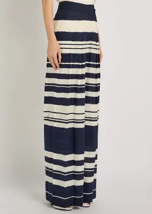 Veronica Beard Heron Striped Wide-leg Trousers - Navy