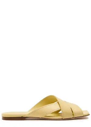 TOD'S Square-toe Woven Leather And Suede Sandals - Yellow