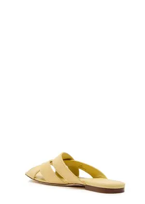 TOD'S Square-toe Woven Leather And Suede Sandals - Yellow