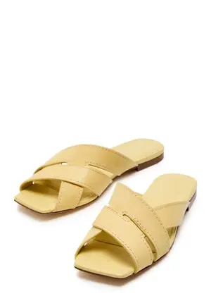 TOD'S Square-toe Woven Leather And Suede Sandals - Yellow