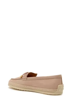 TOD'S Raffia-trim Suede Loafers - Camel