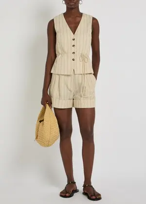 Rag & Bone Neila Pinstriped Woven Shorts - White