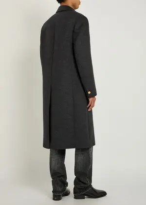 Versace Wool Double-breasted Pea Coat - Dark Grey