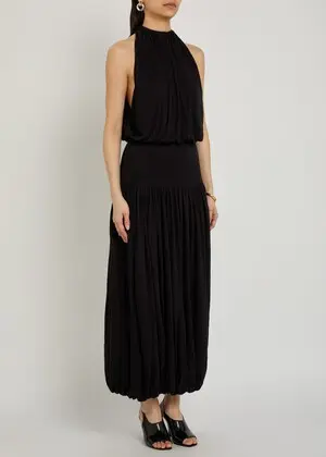 TOTEME Gathered Jersey Maxi Dress - Black
