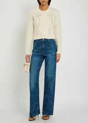 LoveShackFancy Leocadia Embellished Wool-blend Cardigan - Ivory