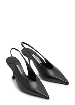 JIMMY CHOO Isa 80 Leather Slingback Pumps - Black