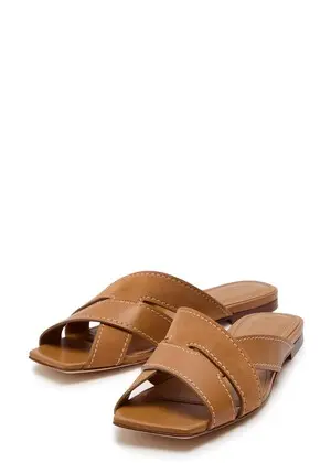 TOD'S Square-toe Suede And Leather Sandals - Brown