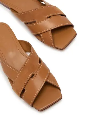 TOD'S Square-toe Suede And Leather Sandals - Brown