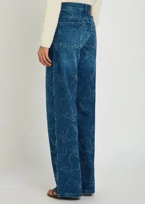 LoveShackFancy Dessa Embellished Wide-leg Jeans