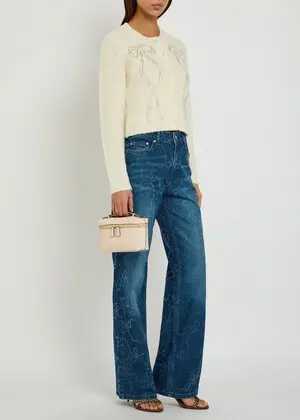 LoveShackFancy Dessa Embellished Wide-leg Jeans