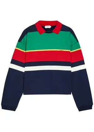 Versace Striped Cotton Polo Sweatshirt - Multicoloured 1