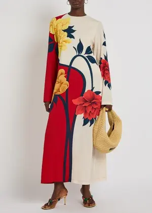 La DoubleJ Floral-print Stretch-crepe Midi Dress - Multicoloured